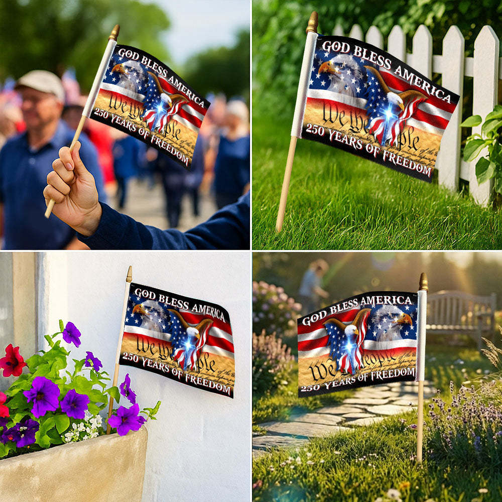Patriotic 250 Years of Freedom Flag, God Bless America Handheld Flag ...