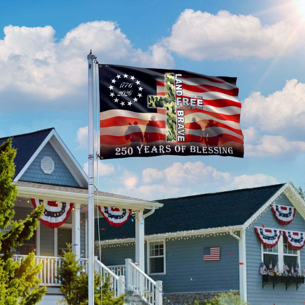 Patriotic 1776 2026 Land of the Free 250 Years of Blessing Grommet Flag ...