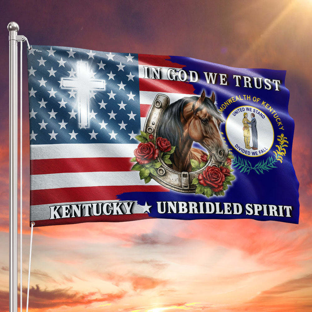America KY In God We Trust American Grommet Flag, Kentucky Unbridled ...