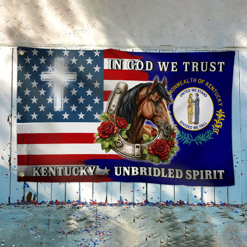 America KY In God We Trust American Grommet Flag, Kentucky Unbridled ...