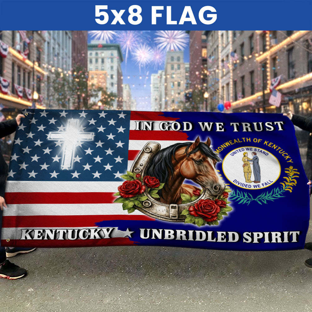 America KY In God We Trust American Grommet Flag, Kentucky Unbridled ...