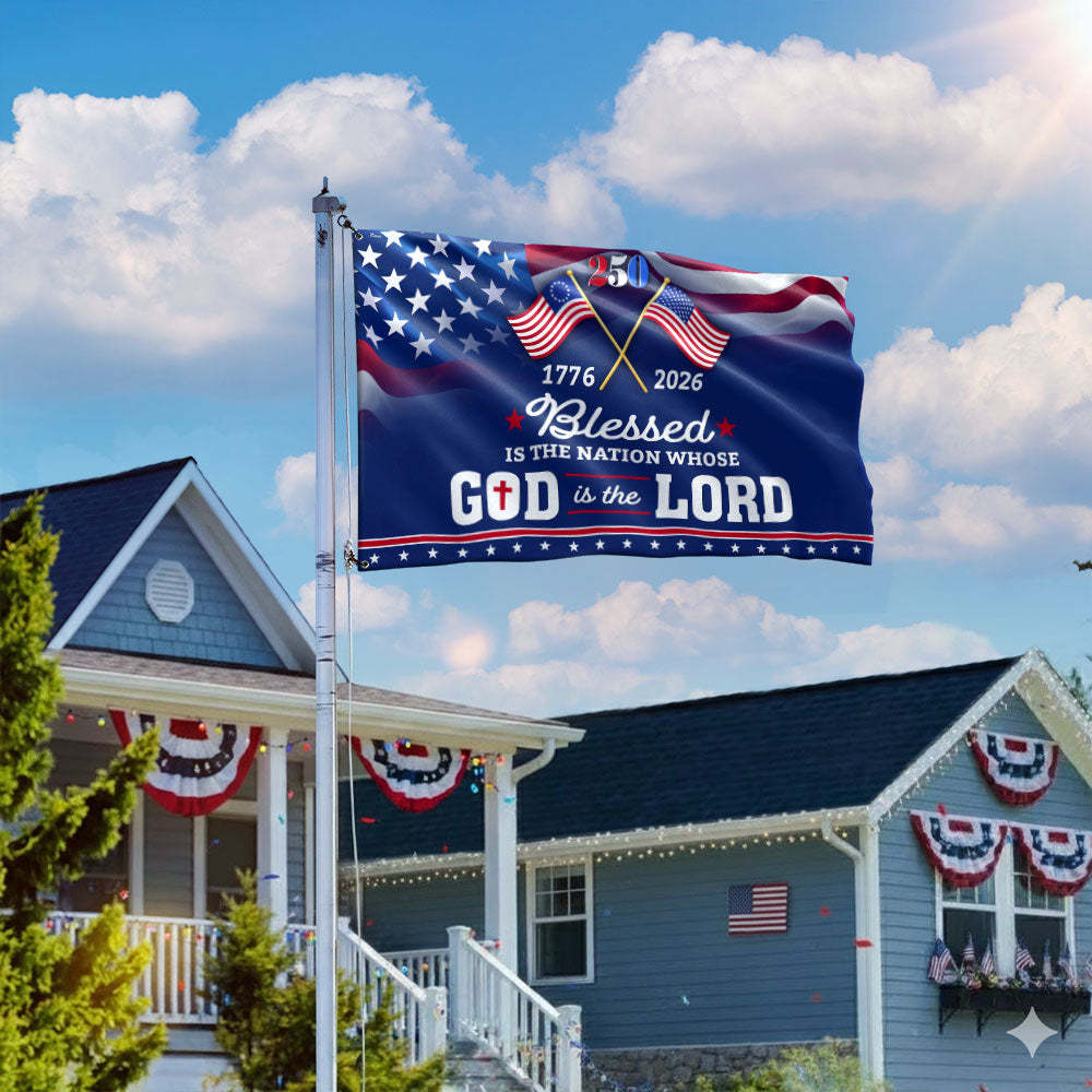 250 Years of America Blessed is Nation 1776 2026 Patriotic Grommet Flag ...