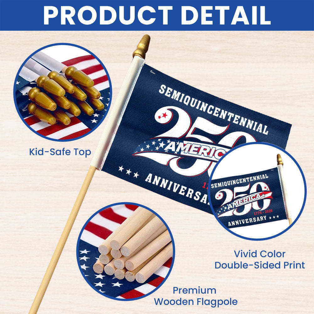 250 Years Semiquincentennial American Handheld Flag, Patriotic 1776 ...