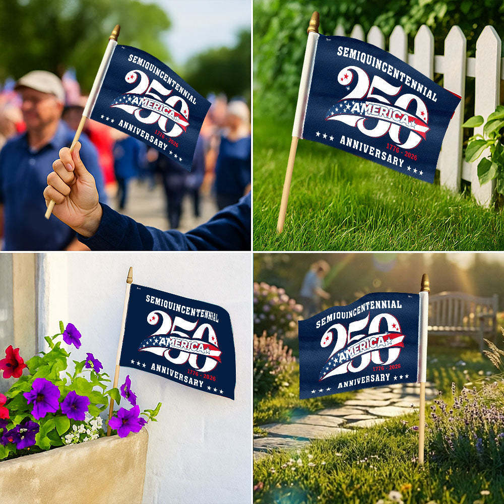 250 Years Semiquincentennial American Handheld Flag, Patriotic 1776 ...