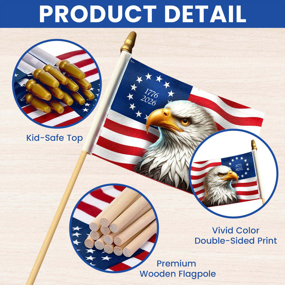 Betsy Ross 1776 2026 Flag, Patriotic with Eagle Handheld American Flag ...