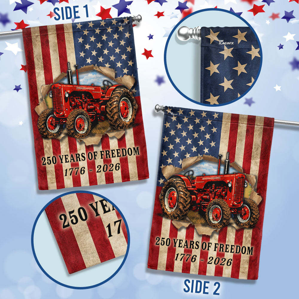 Tractor Farmer Flag, 250 Years of Freedom Red Tractor US Flag ...