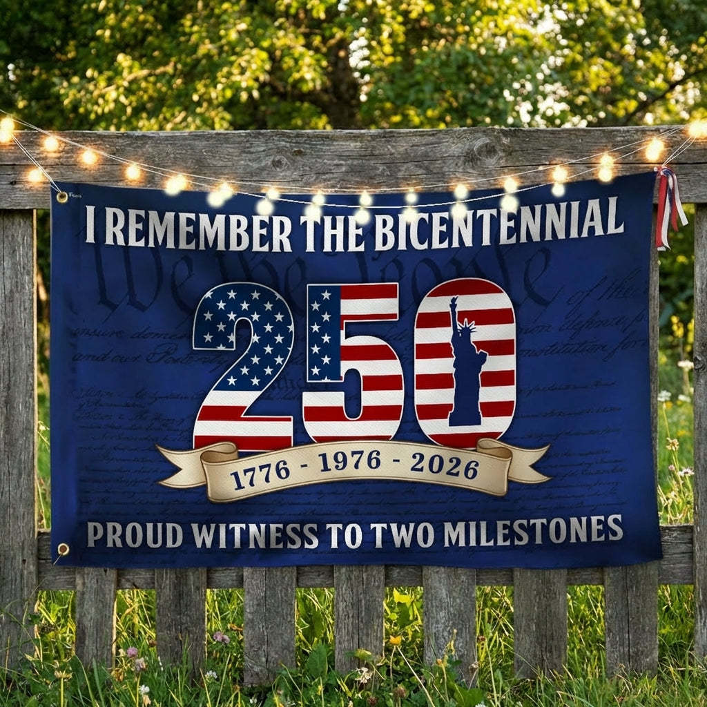 250th Anniversary US Flag, Proud Witness To Two Milestones Grommet Flag ...