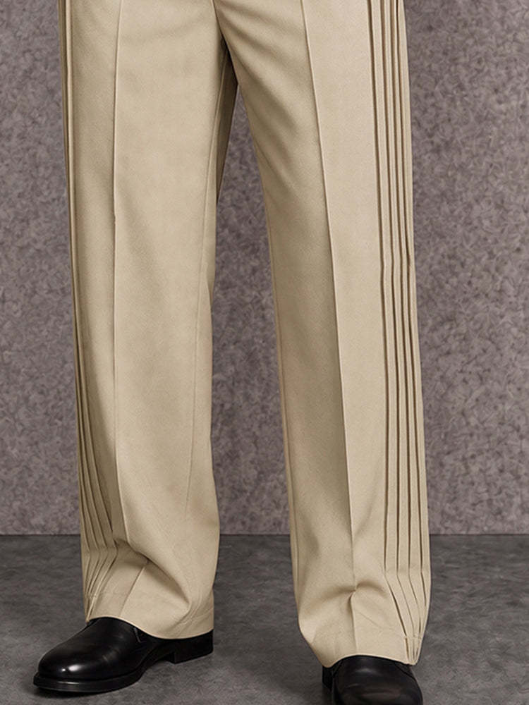 Smart Casual Pleated Wide Leg Pants – fashioninprint